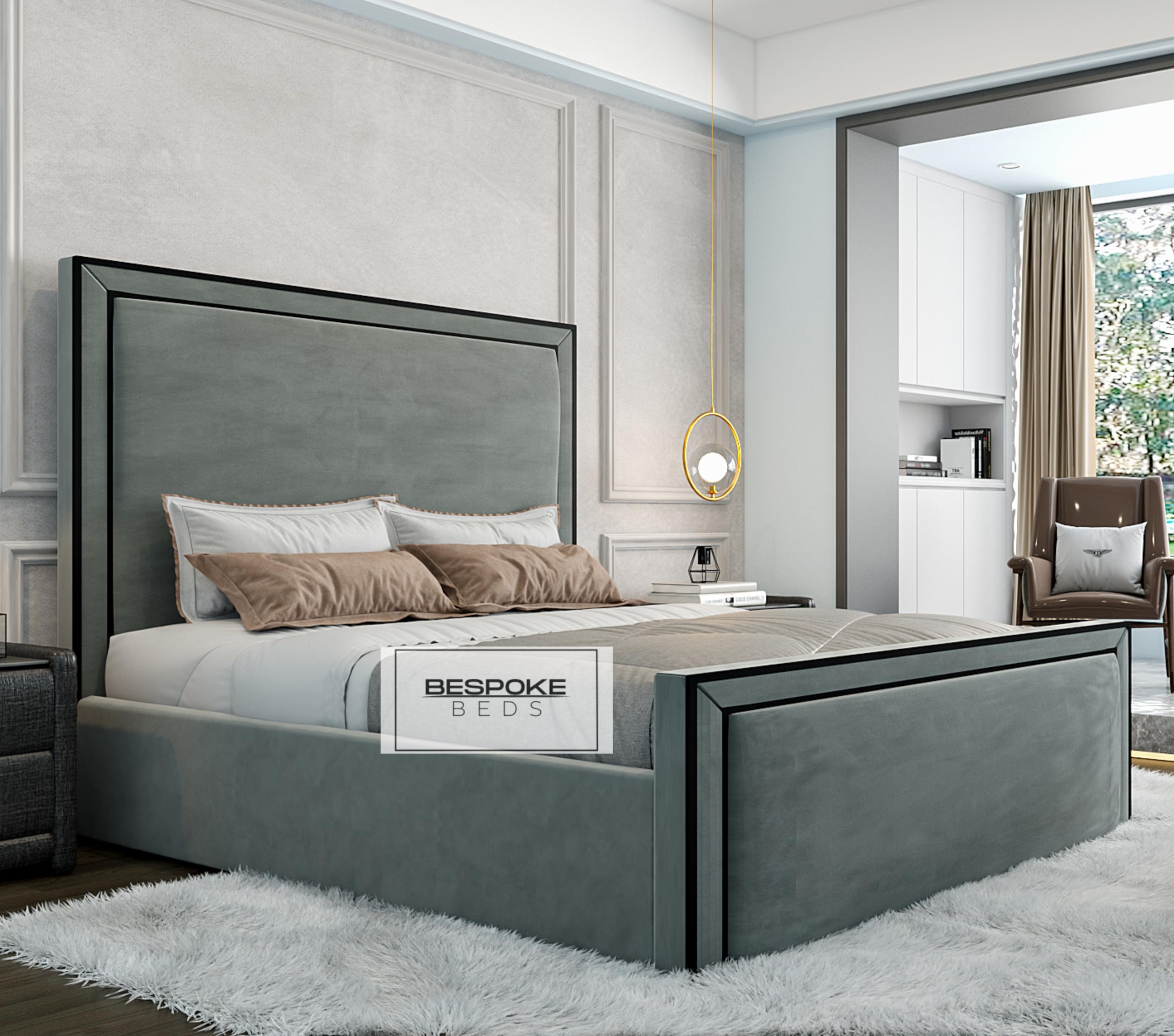 BESPOKE BEDS Fabric Upholstered Bed Frame, Ottoman Storage Bed Frame ...