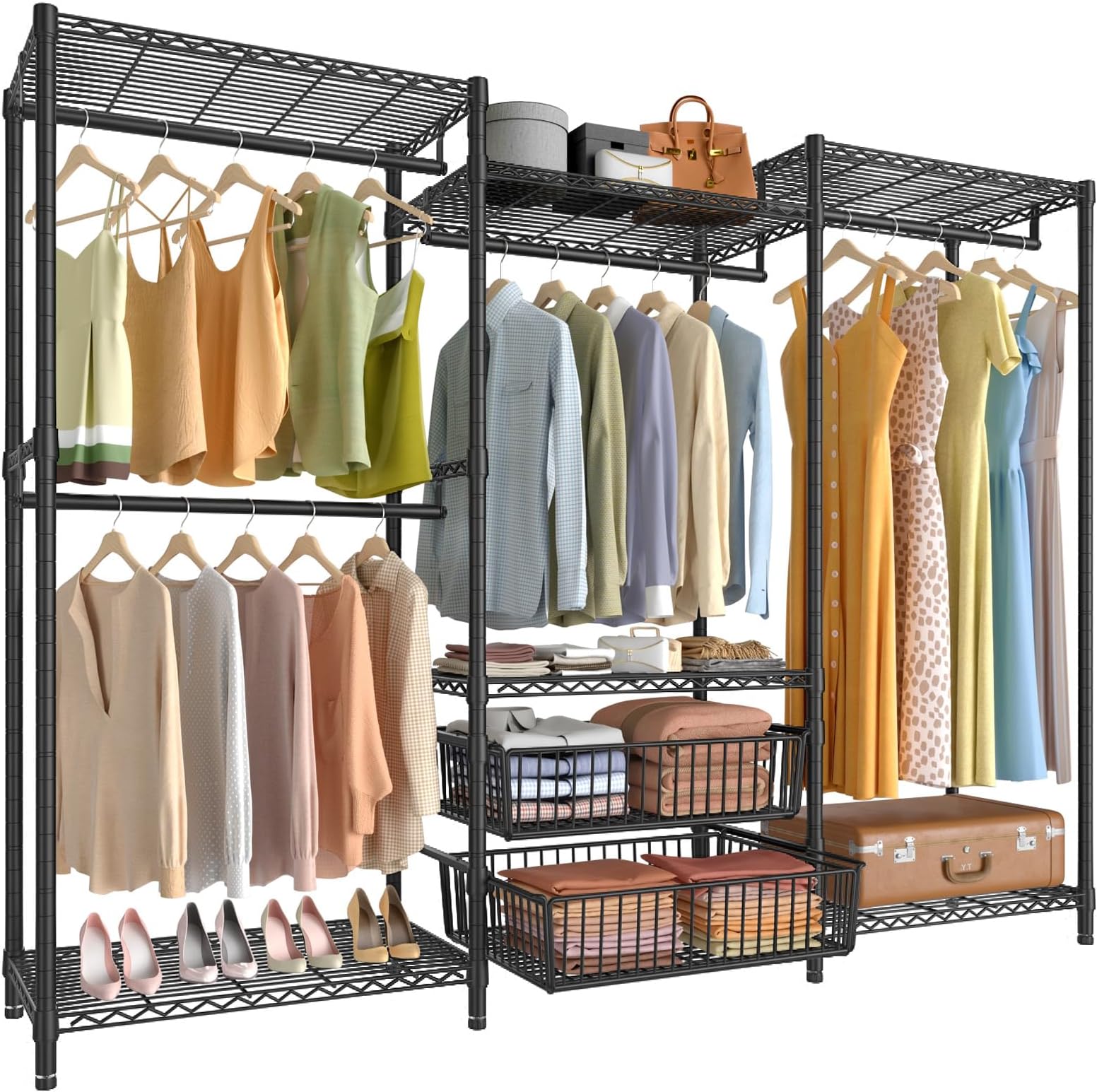Amazon.com: VIPEK V6E Heavy Duty Clothes Rack with 6-Shelf Hanging ...