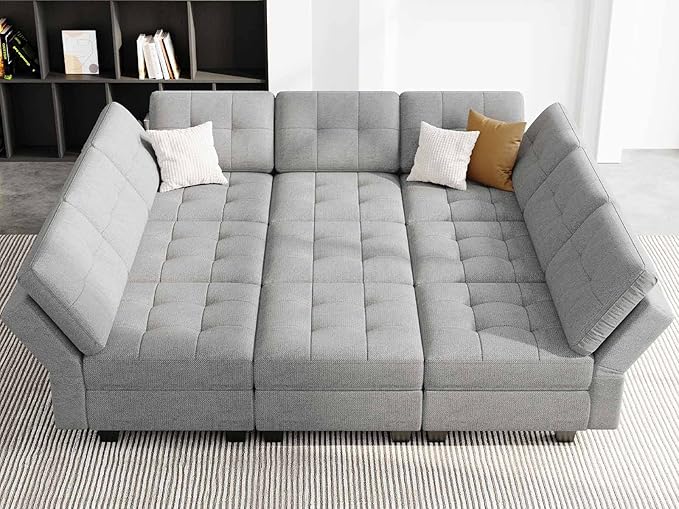 Amazon.com: Belffin Modular Sectional Sleeper Sofa Couch with Storage ...