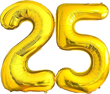 Amazon.com: FIROMI 25 Number Balloons Gold Big Giant Jumbo Huge Foil ...