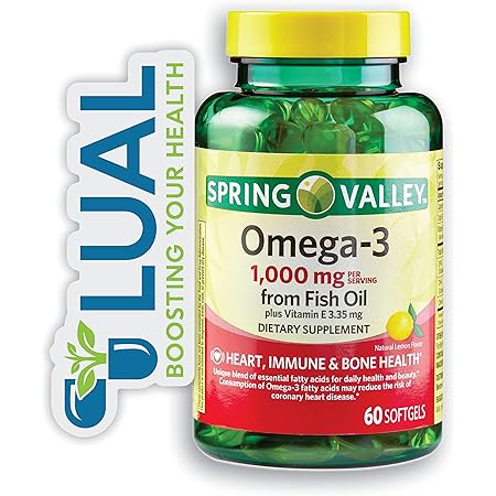 Amazon.com: Spring Valley Fish Oil Softgels, 1,000 mg, 60-Count - Daily ...