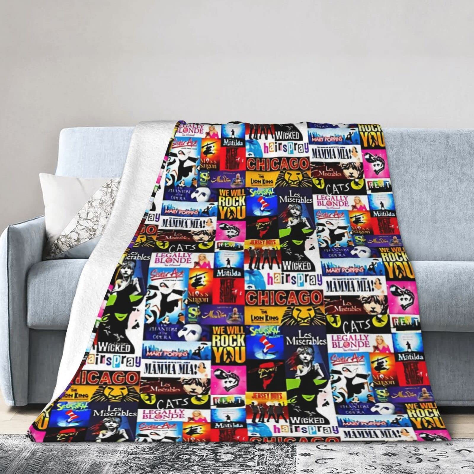 Amazon.com: Broadway Musical Collage Blanket Soft Cozy Fleece Throw ...