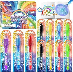 Amazon.com: GIFTINBOX Invisible Ink Pen with UV Light for Kids, 12PCS Spy Pen Party Favors for ...