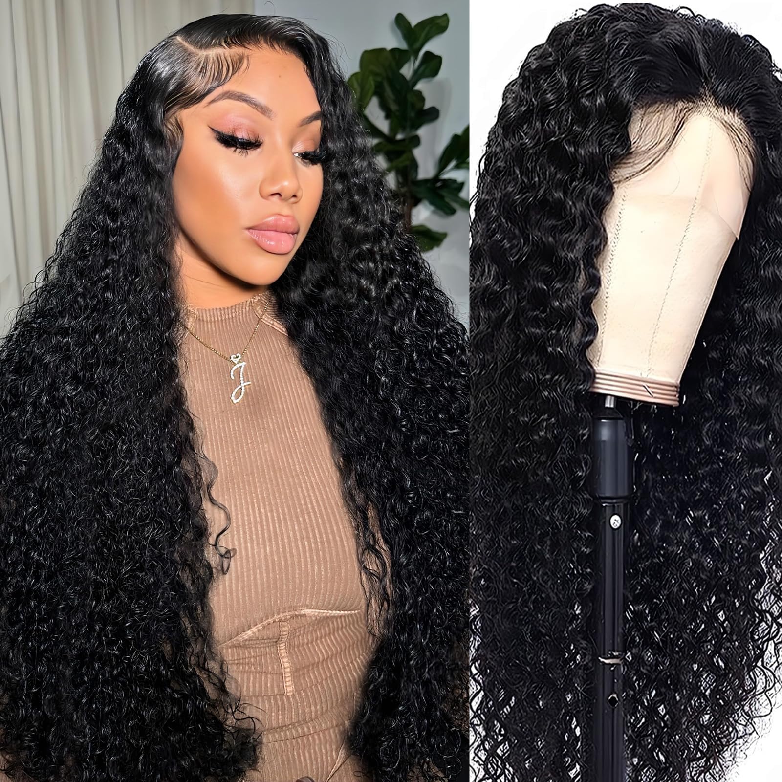 Amazon.com : SISIFIRE Deep Wave Lace Front Wigs Ombre Auburn Brown with ...