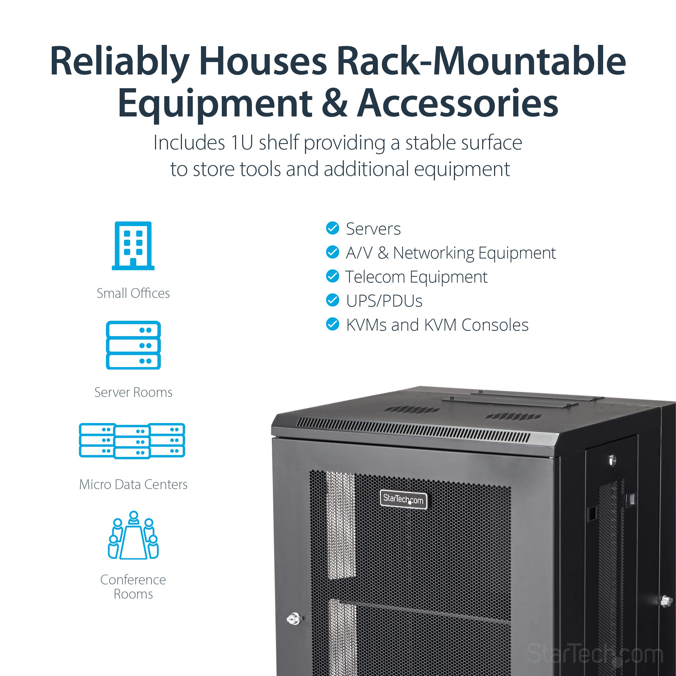 StarTech.com 15U 19" Wall Mount Network Cabinet - 16" Deep Hinged ...