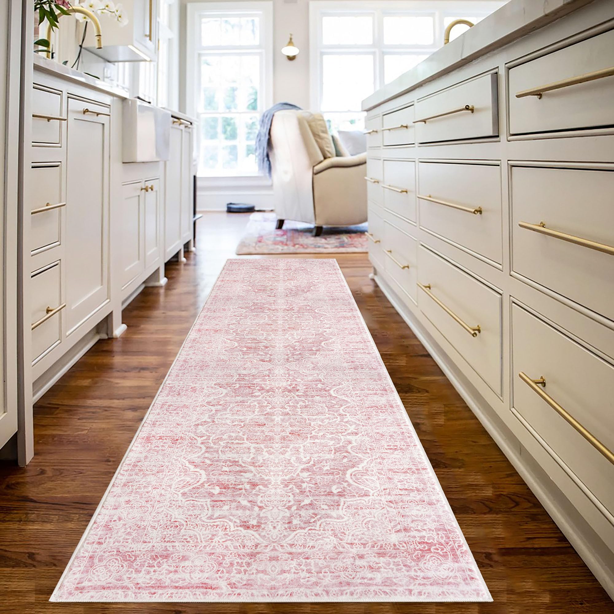 Amazon.com: KUTA Vintage Washable Runner Rug, 2x8 Pink Runners for ...