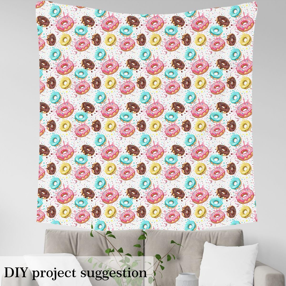 Snapklik.com : Donuts Fabric By The Yard, Chocolate Doughnut Upholstery ...