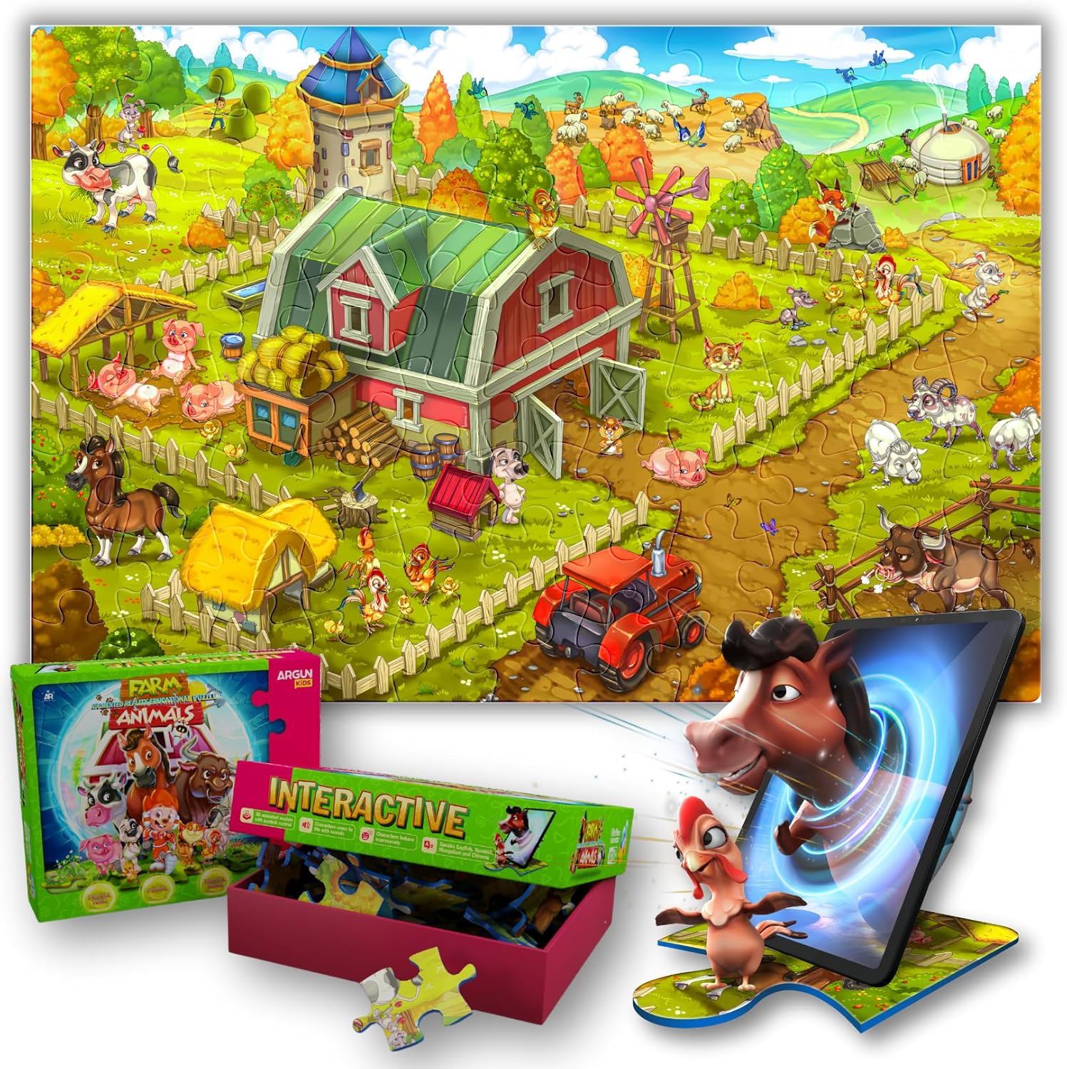 Amazon.com: ARGUN Farm Animals Augmented Reality Educational Jigsaw ...