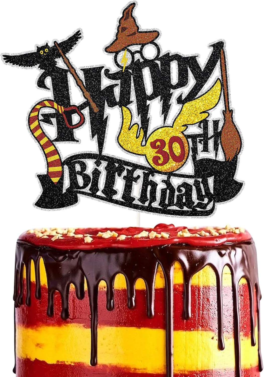 Amazon.com: Magical Wizard Happy 30th Birthday Cake Topper - Glitter ...
