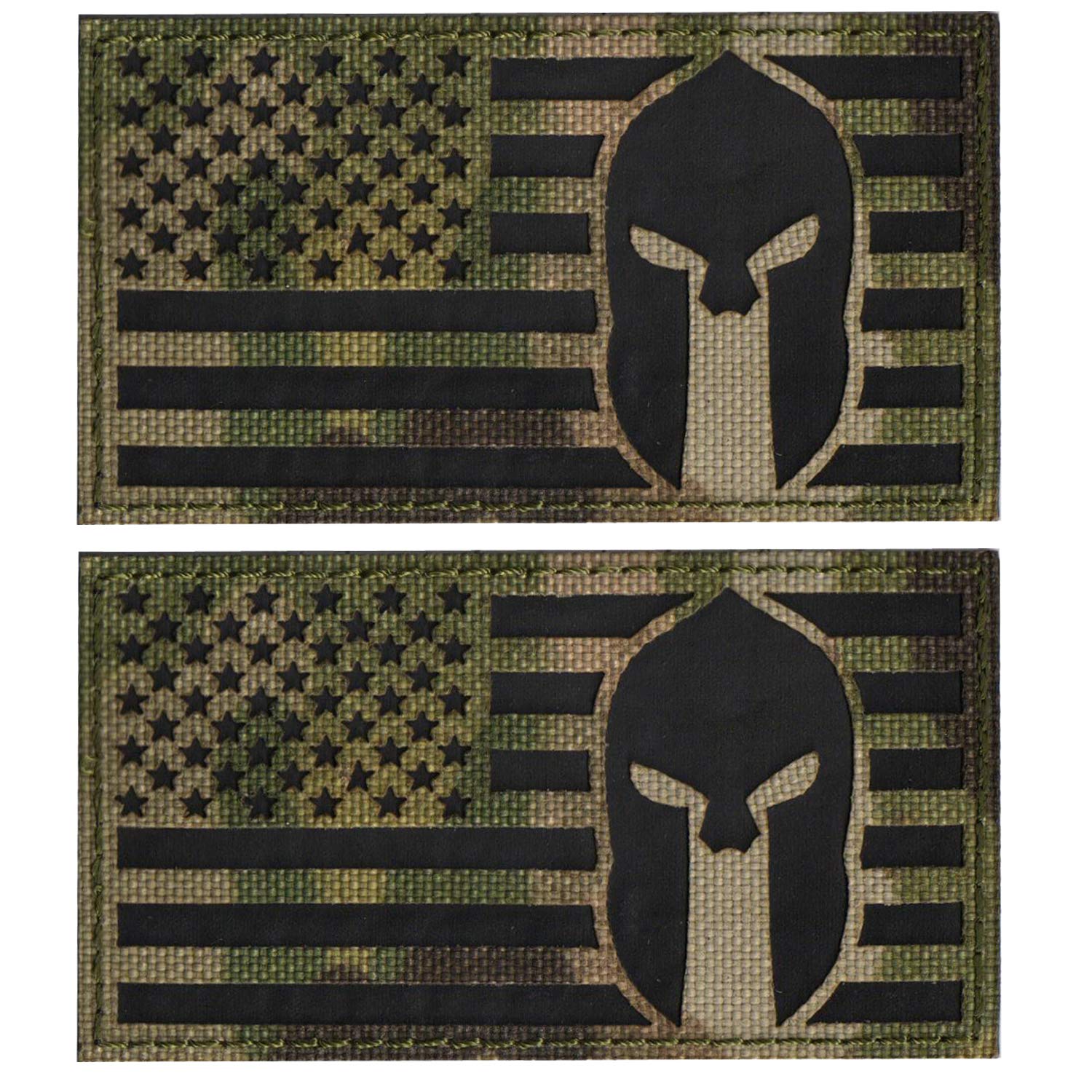 USA Flag Spartan Helmet Reflective Patch Jacket Vest DIY Costume ...