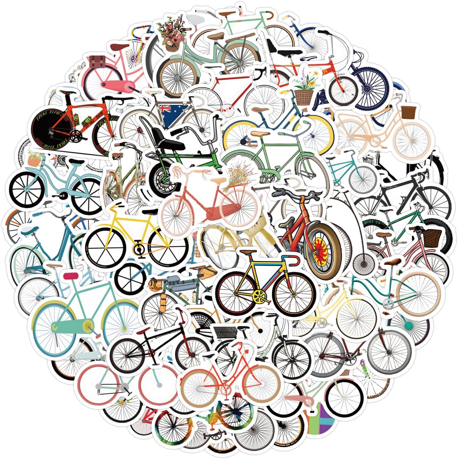 Amazon.com: 50 Pack Pcs BMX Bike Stickers for Water Bottles Waterproof ...