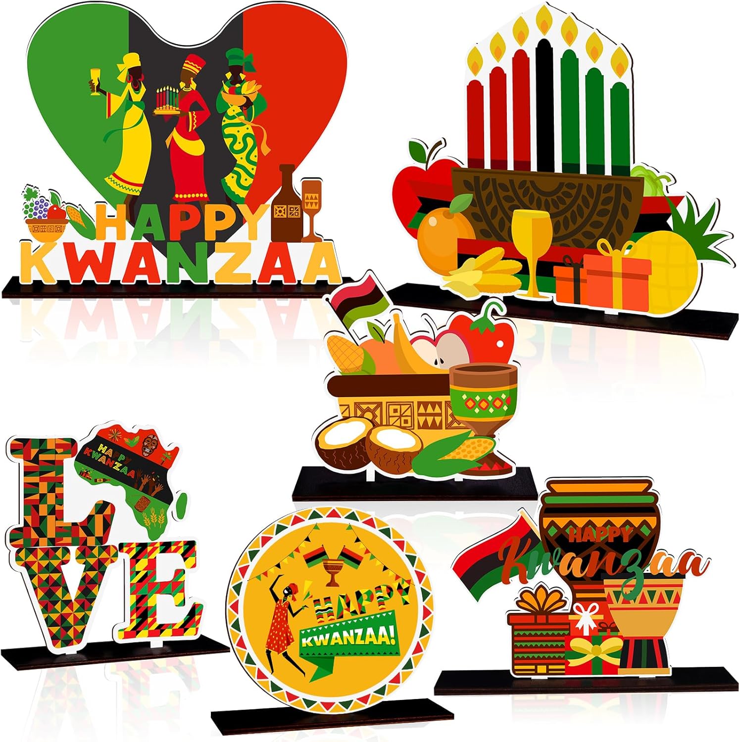 Amazon.com: JiaUfmi 6 Pcs Kwanzaa Table Centerpiece Decorations Happy ...