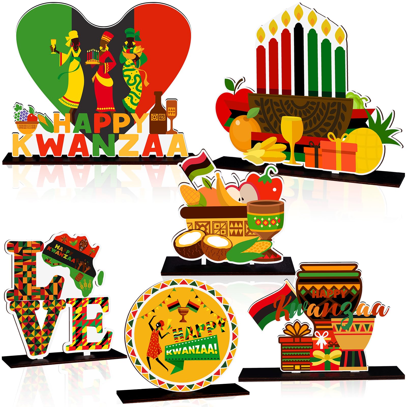 Amazon.com: JiaUfmi 6 Pcs Kwanzaa Table Centerpiece Decorations Happy ...