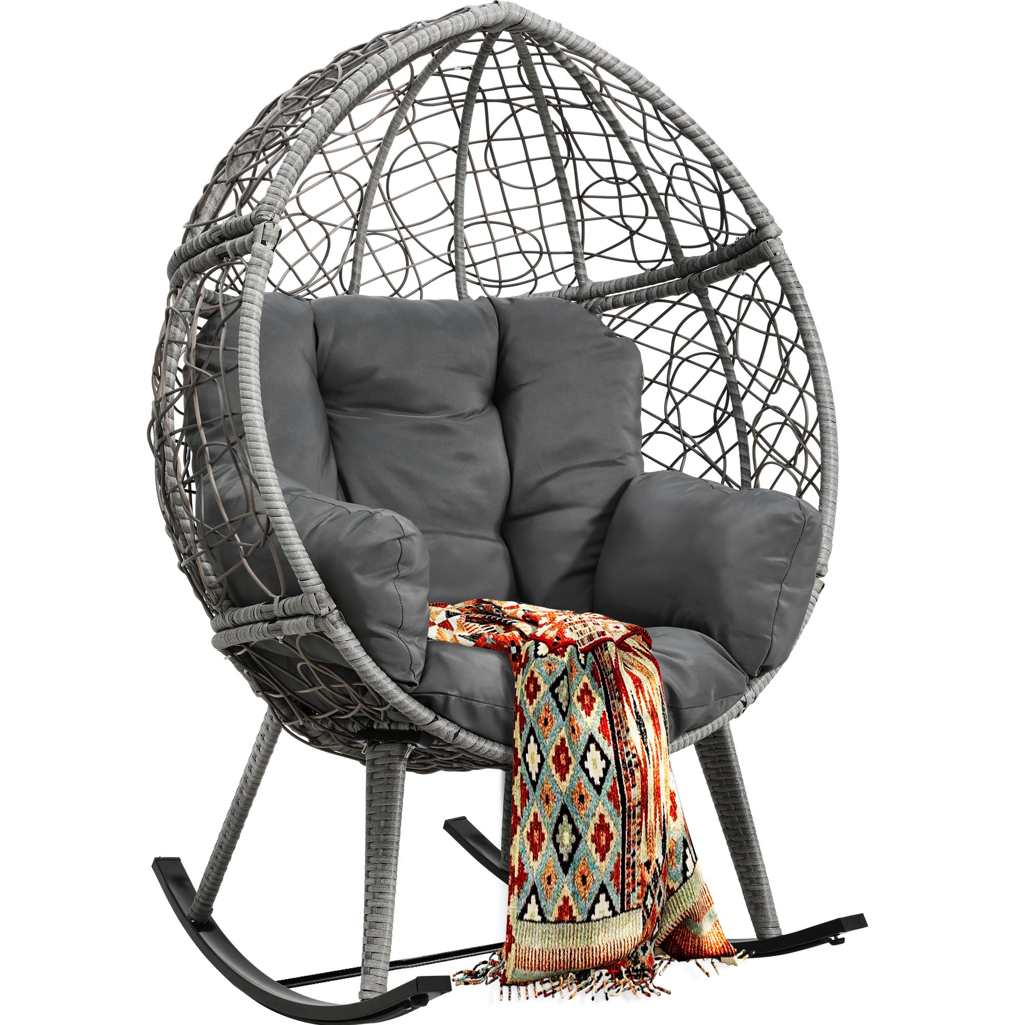Amazon.com: YITAHOME Outdoor Rocking Egg Chair with Cushioned Comfort ...