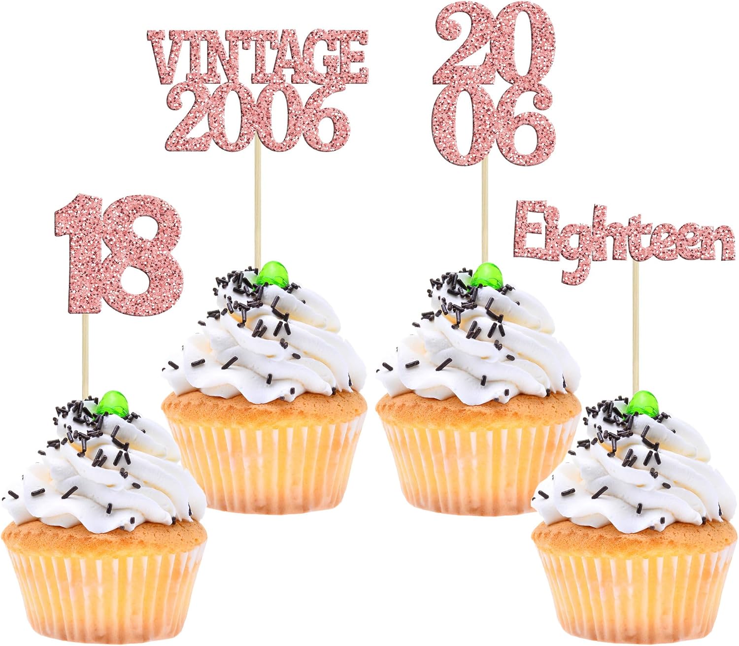 Amazon.com: Gyufise 24Pcs 18th Birthday Cupcake Toppers Glitter ...