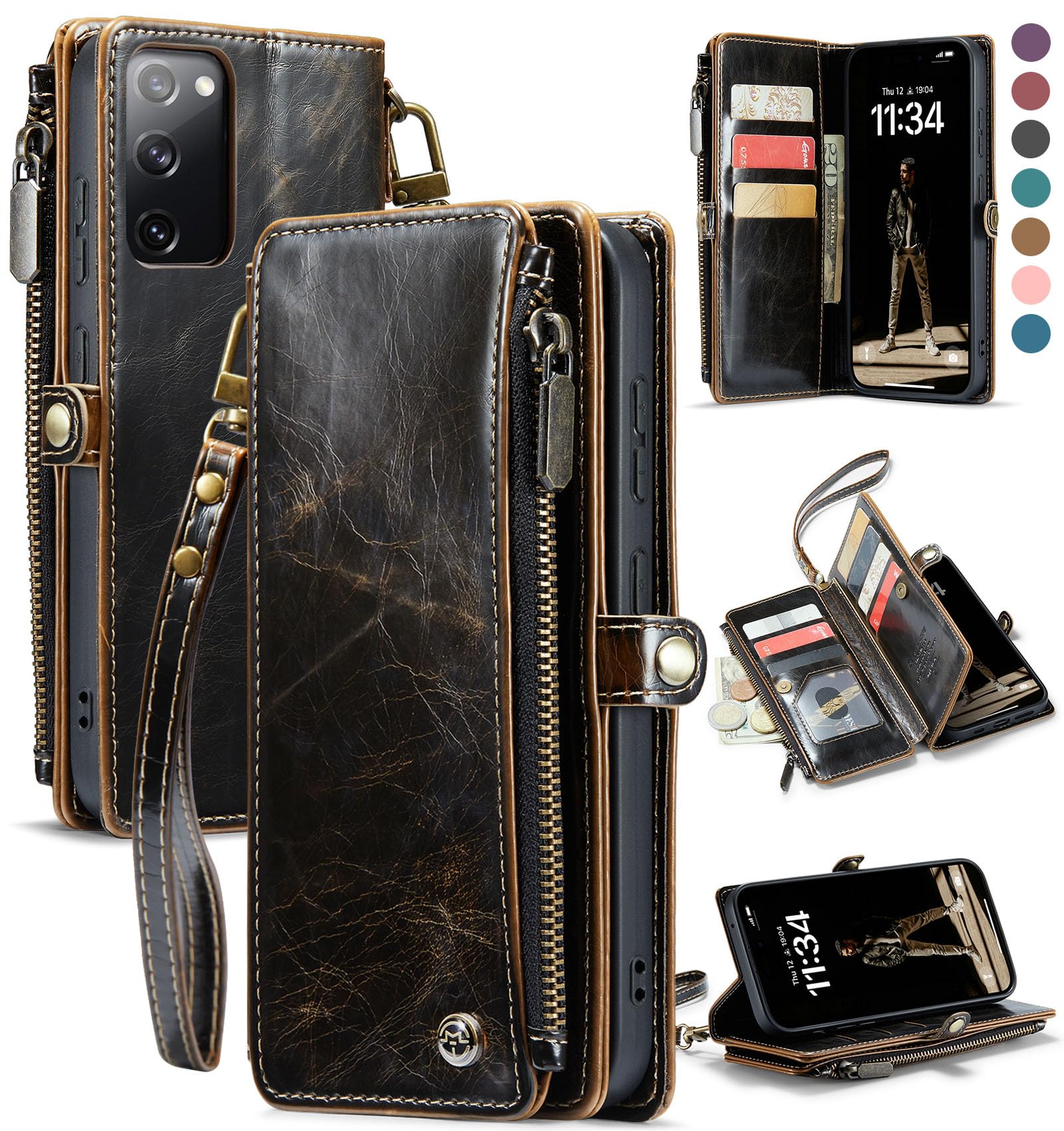 Amazon.com: Defencase Compatible with Samsung Galaxy S20 FE 5G Case Wallet with RFID Blocking ...