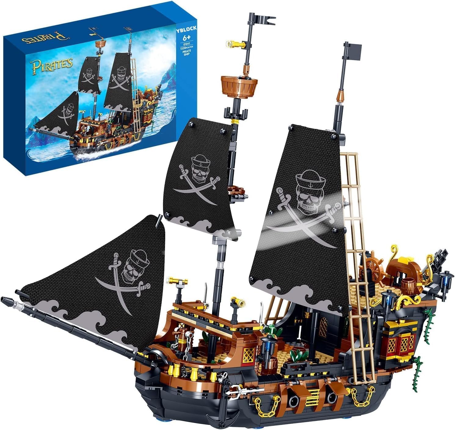 Amazon.com: YBLOCK Pirates Ship Building Mini Blocks Set, Pirate Brick ...
