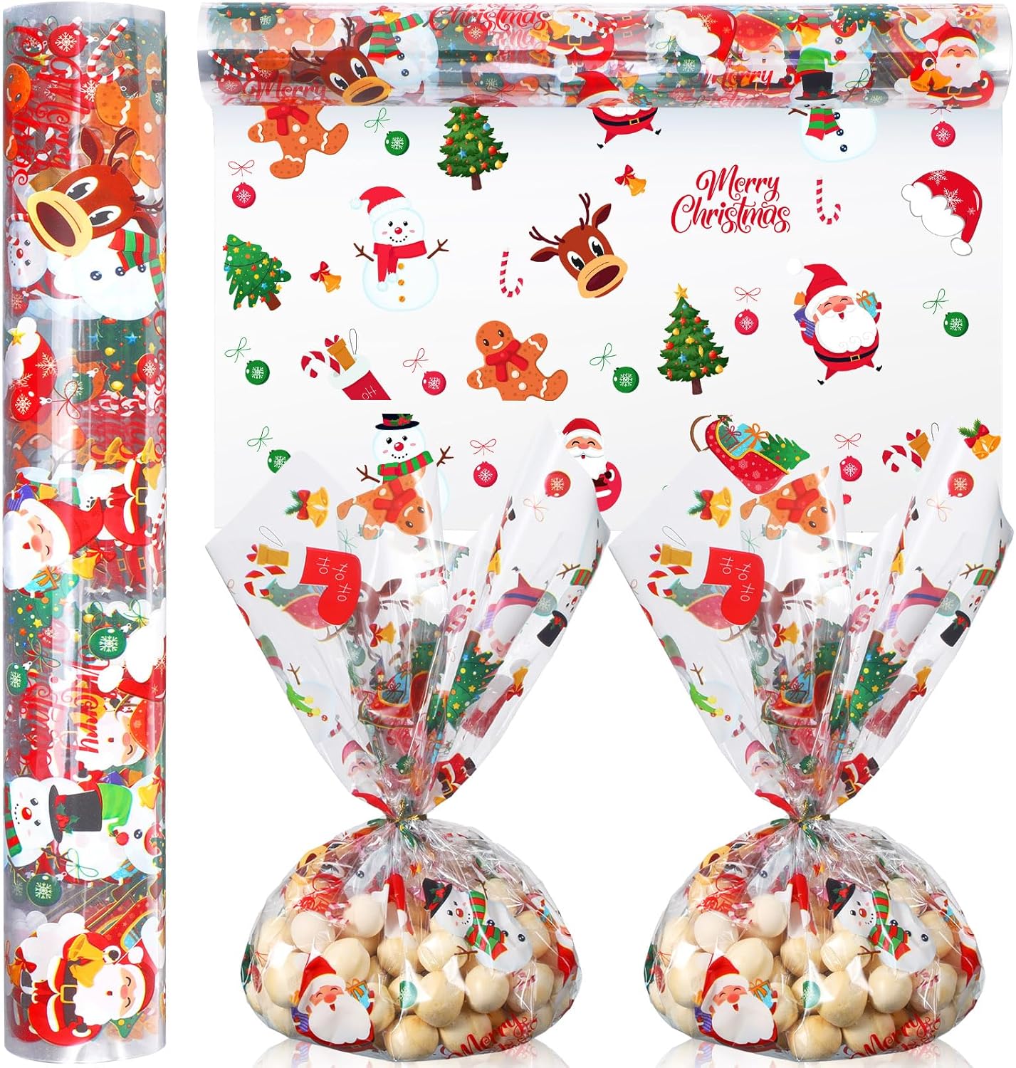 Amazon.com: Christmas Cellophane Wrapping Paper 100 ft x 16 Inch 2.5 ...
