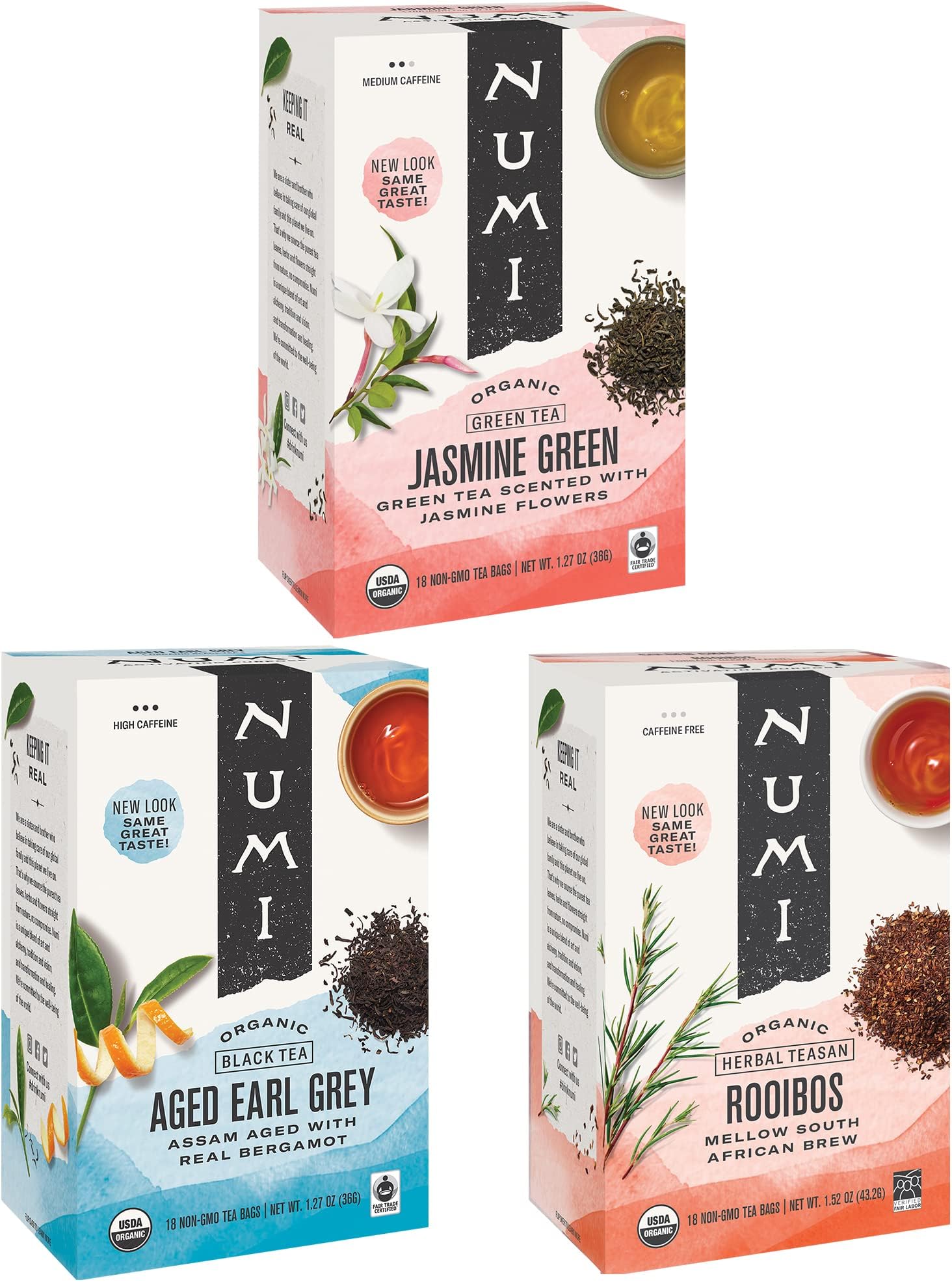 Amazon.com : Numi Tea Jasmine Green Tea - Medium Caffeine - 18 Bags ...