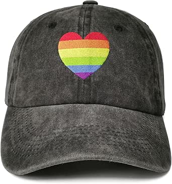 Rainbow Heart Hat for Men Women, Embroidered Pride Flag LGBT Baseball ...
