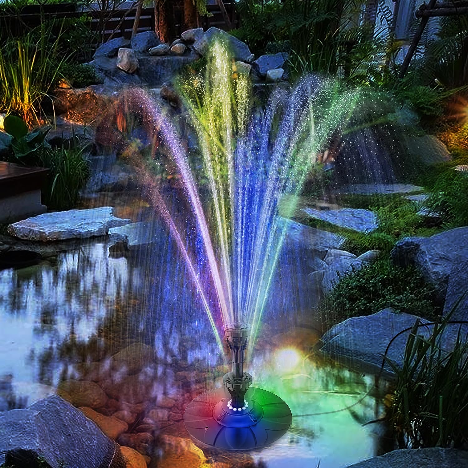 Small Pond Water Fountains Small Pond Fountain With LED Lighting Kit