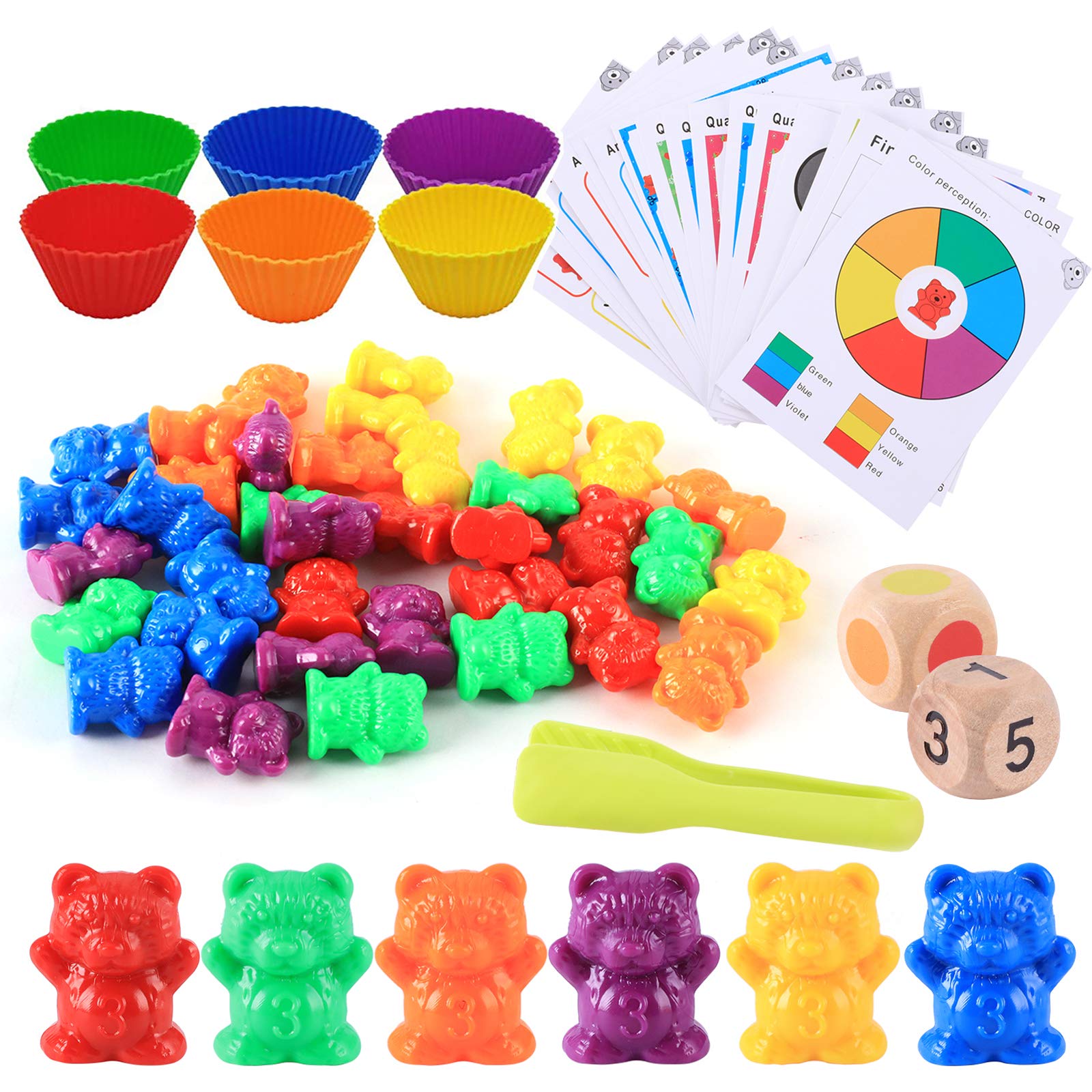 Buy Rainbow Counting Bears Set, 46pcs Colorful Bear Counters with ...