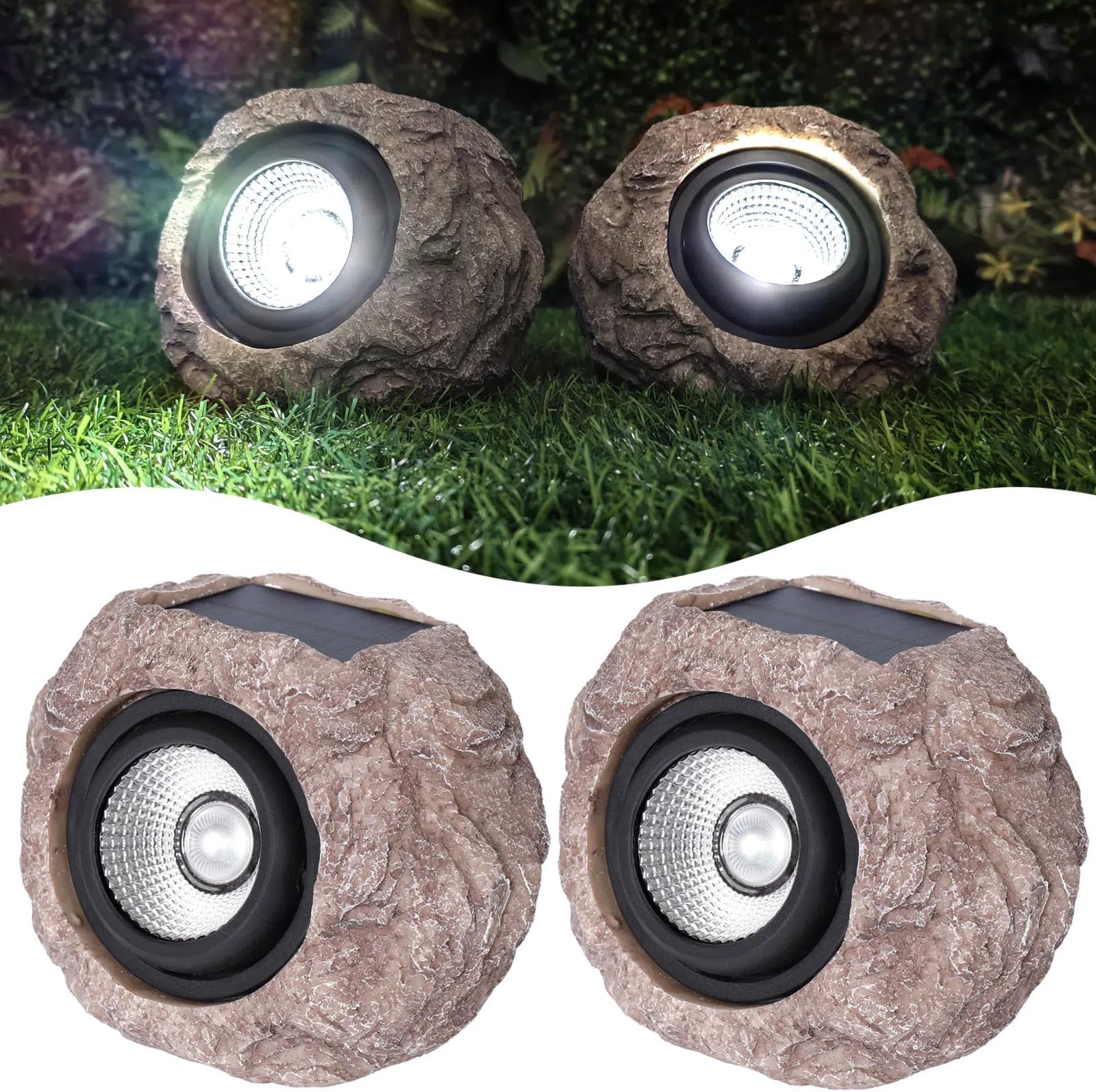 DGSCAK Solar Powered Outdoor Lights(2pcs), Solar Rock Lights Super ...