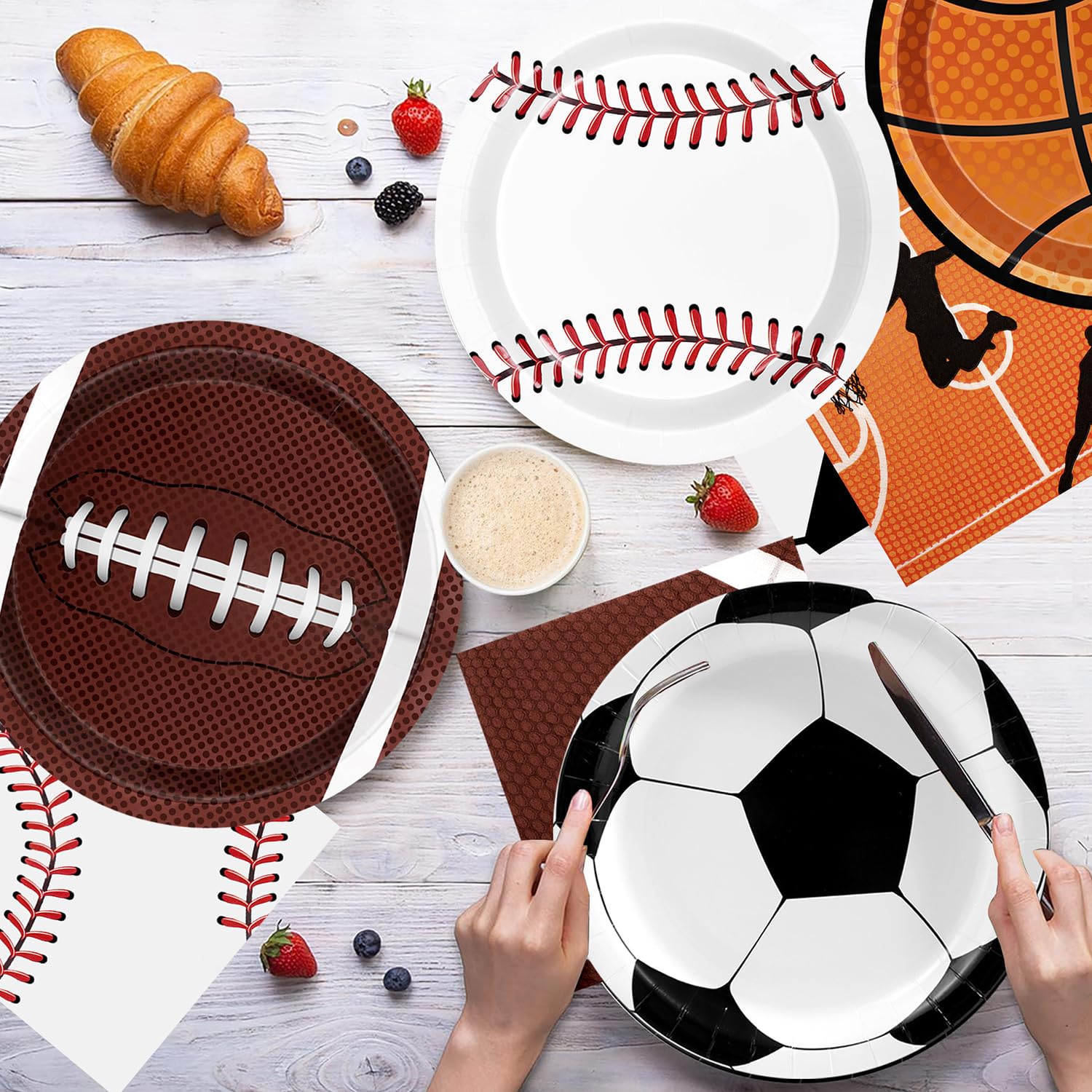 Disposable Sports Theme Birthday Plates 80 Piece Set Sports Party ...