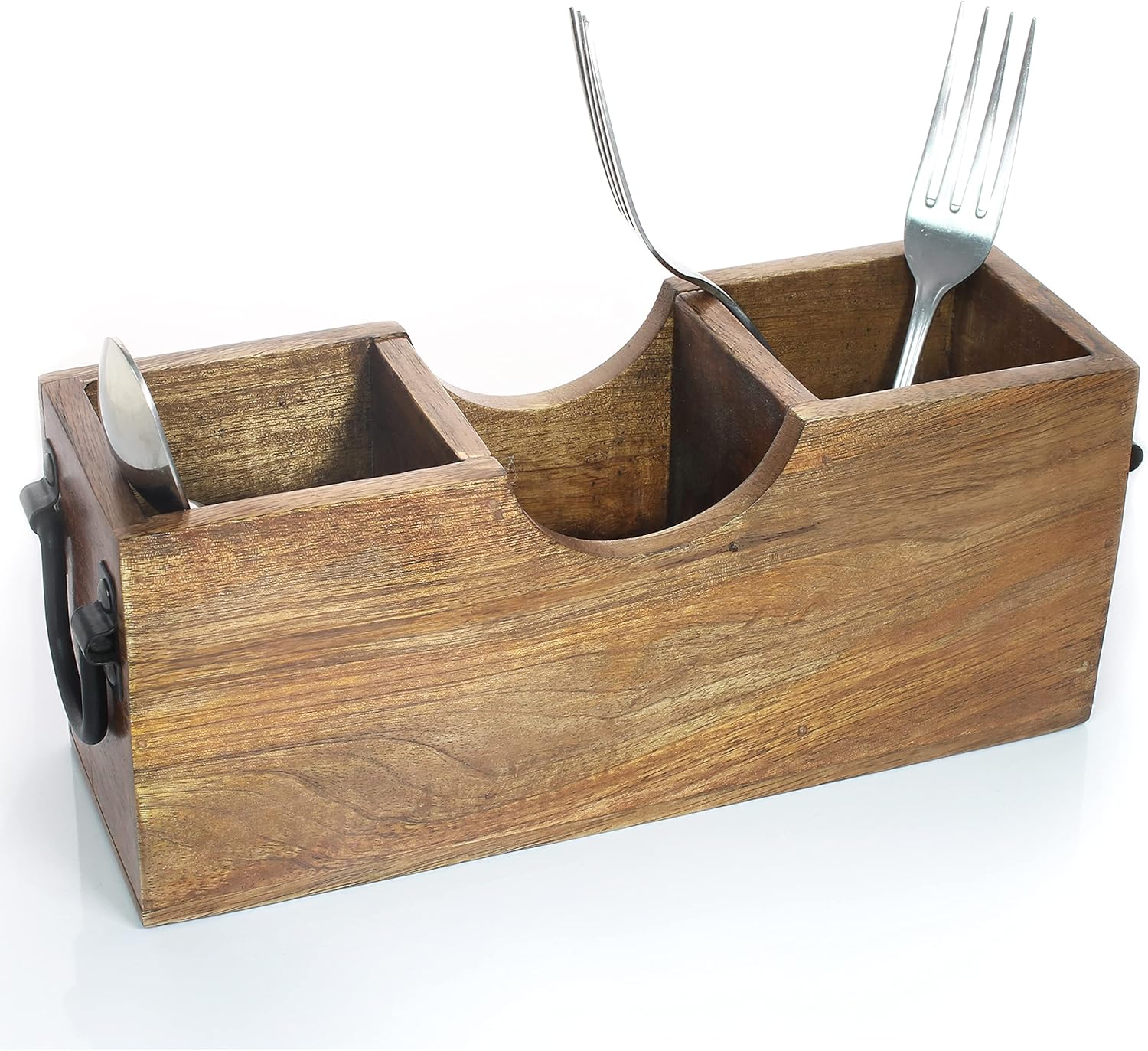 Amazon.com: SAVON Wooden Cutlery Holder Caddy Organizer Natural Torched ...