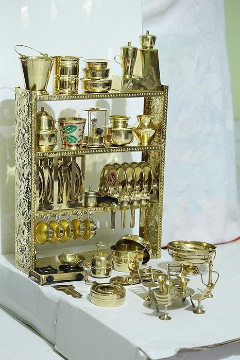 Buy Miniature Brass Kitchen Toy Set bhatukali ( Kids Toys) Online at ...