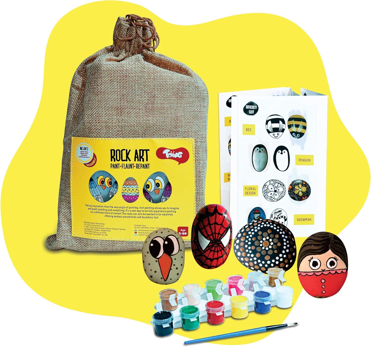 Amazon.com: Toiing Rock Art Kit | Creative Reusable Rock Painting Kit ...