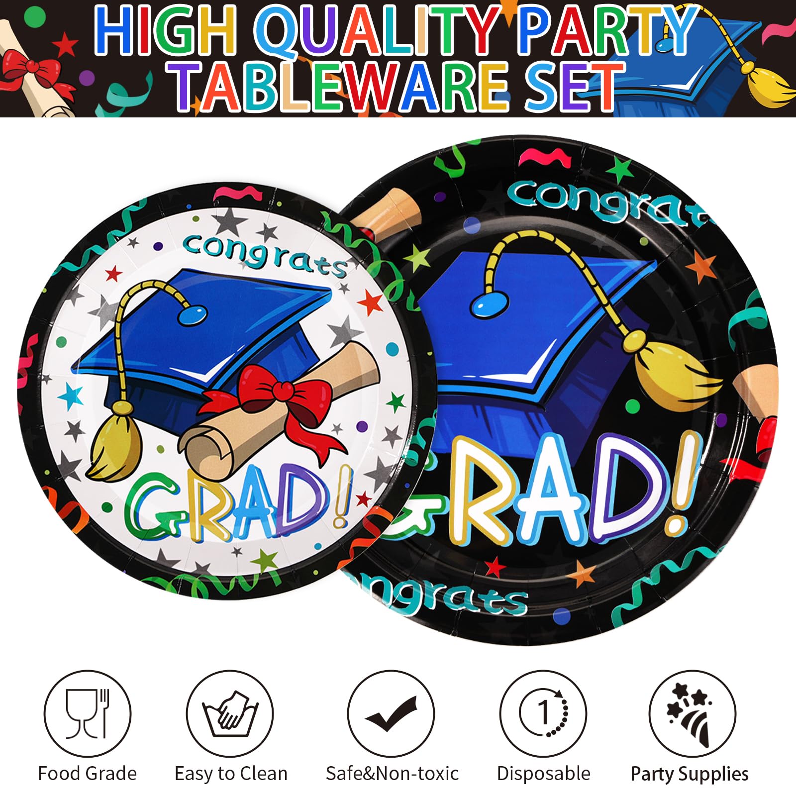 Snapklik.com : 200 Pcs Preschool Graduation Plates And Napkins Set 2024 ...