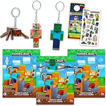 Minecraft Figural Keychains Blind Bags - Bundle with 3 Mini Figure ...