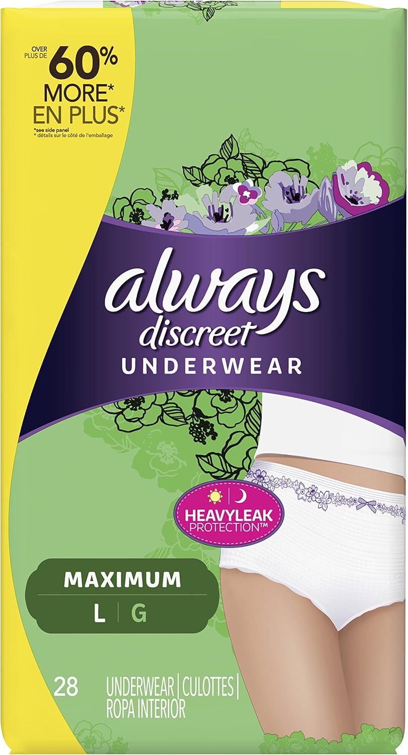 Amazon.com: Always Discreet, Incontinence Underwear, Maximum Absorbency ...