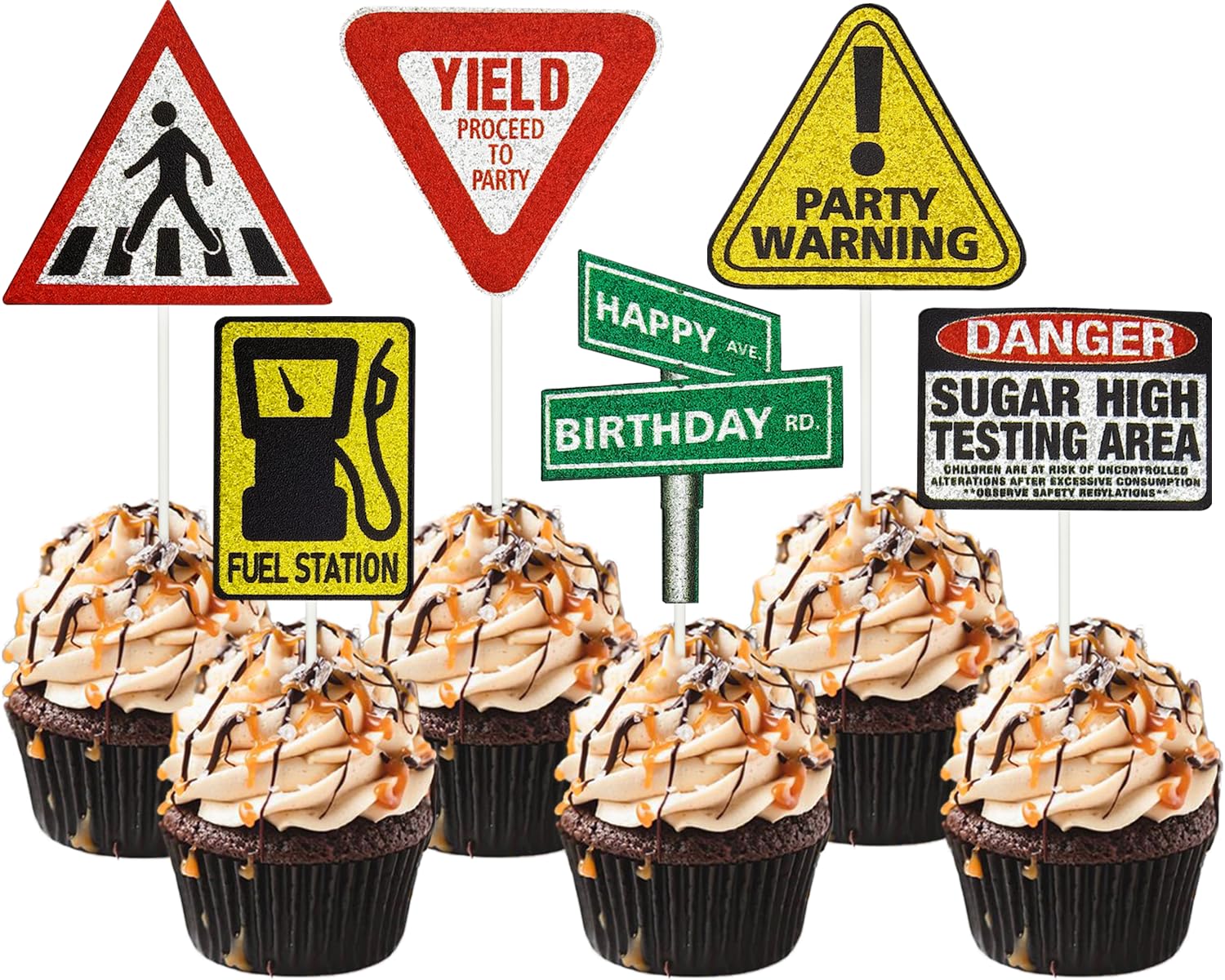 Snapklik.com : Traffic Road Sign Cupcake Topper, Funny Transportation ...