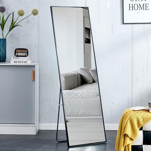 Amazon.com: HRVEOCEI 60”H Full Length Mirror with Stand, Tempered Full ...