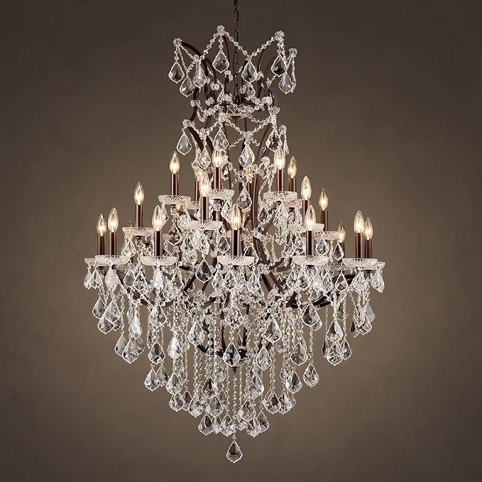 HUANXISHA 24 Lights Large Crystal Chandeliers Modern Chandelier Light ...