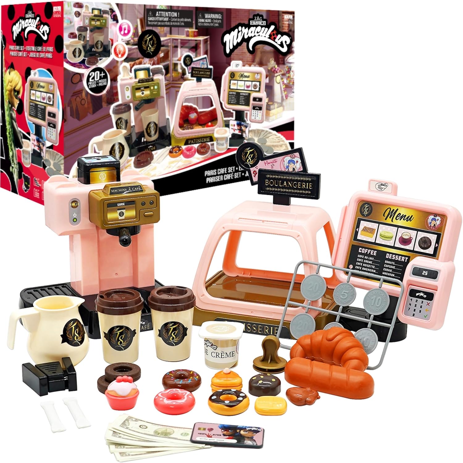Amazon.com: Miraculous Ladybug Cafe Play Set, Pretend Role Play Coffee ...