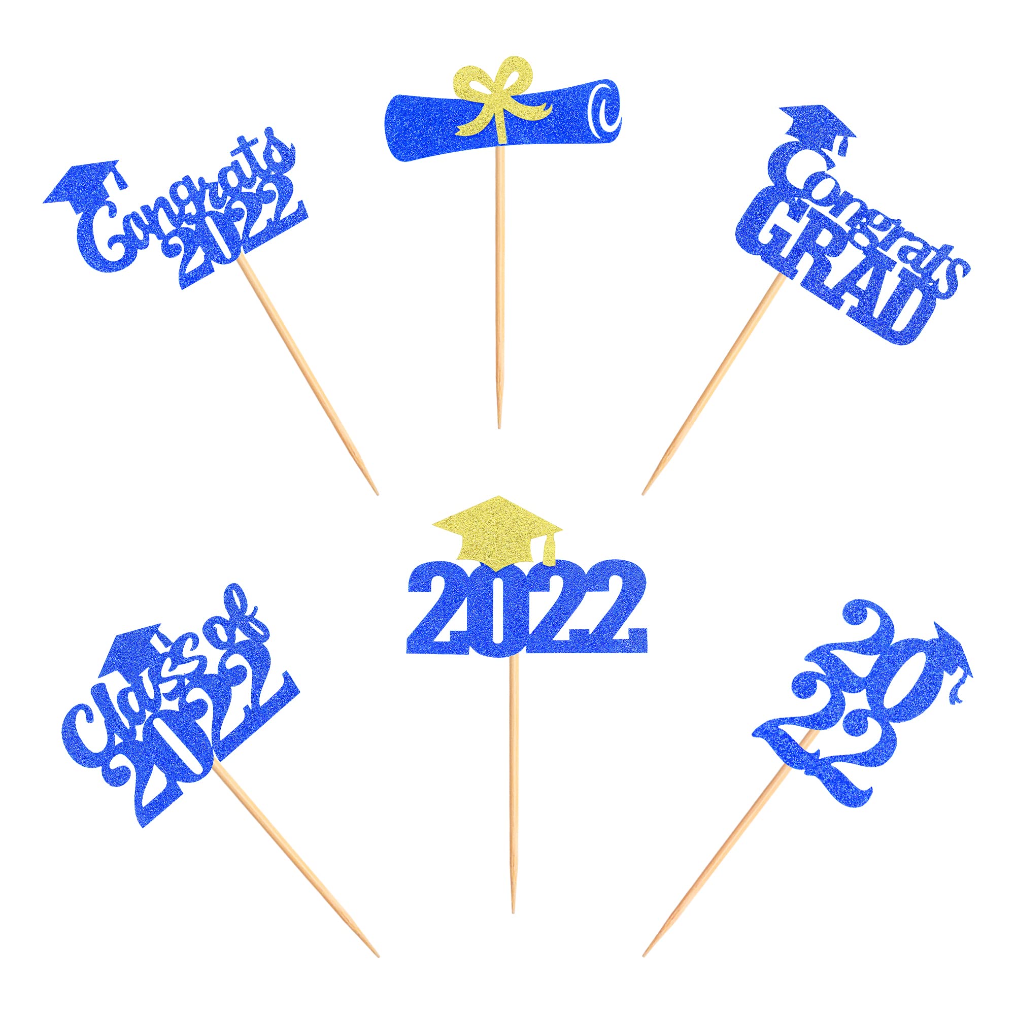 Buy Blumomon 24Pcs 2022 Graduation Theme Cupcake Toppers Glitter Class ...