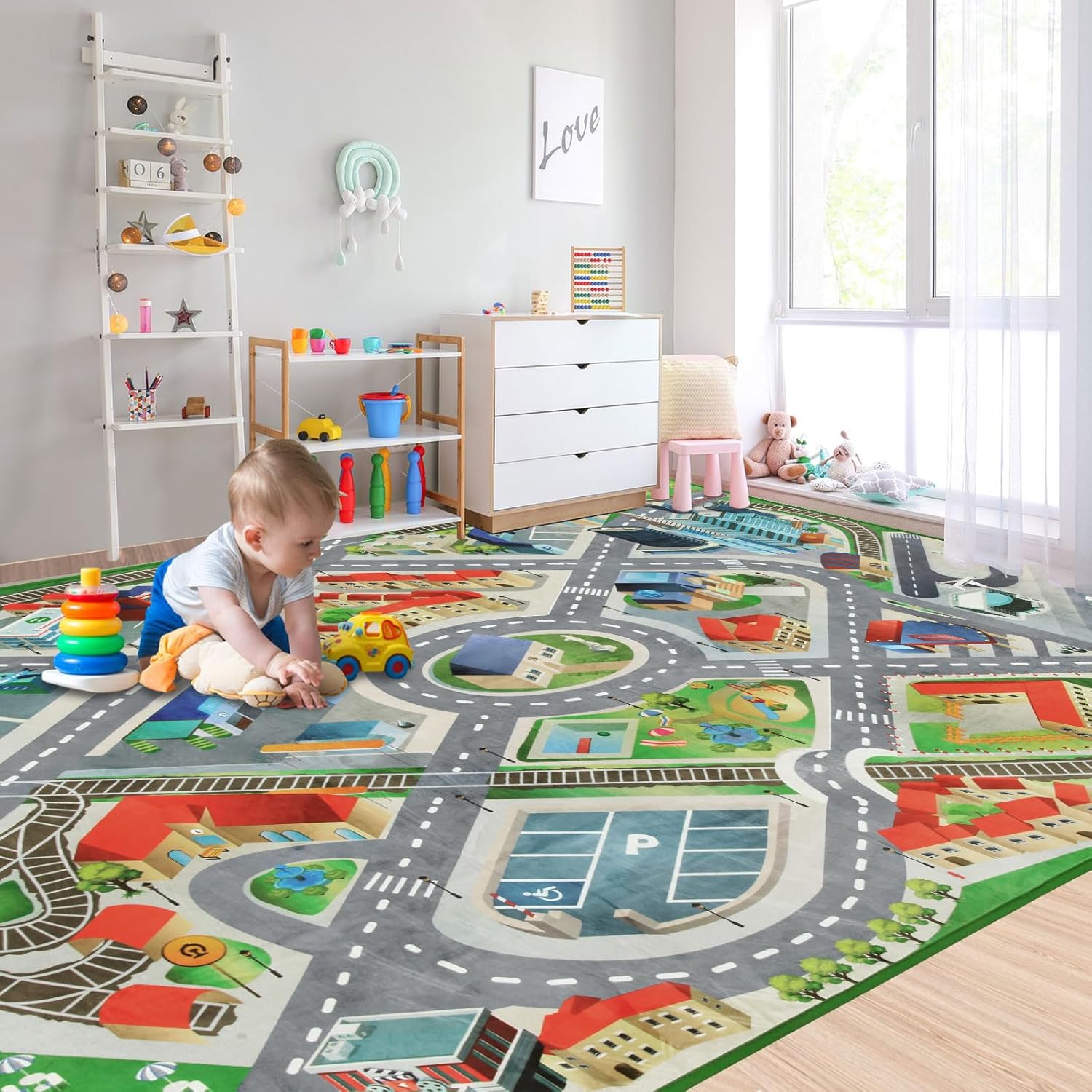 Amazon.com: Large Kids Carpet Play Mat Rug for Playroom, 48'' x 71 ...