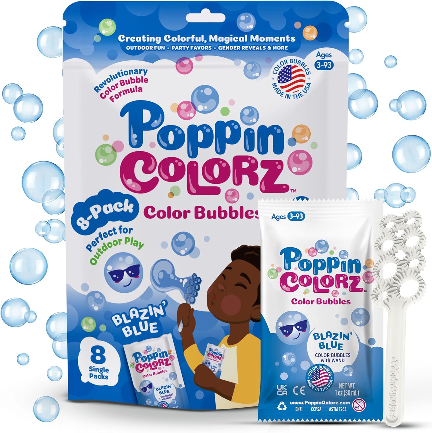 Amazon.com: PoppinColorz Blue Pizzaz Little Bubbles Party Favors – 8 ...