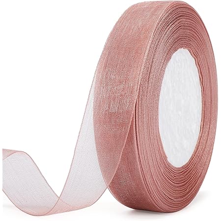 Rose Pink Sheer Ribbon, 40mm x 50 Yards Double Faced Sheer Chiffon ...