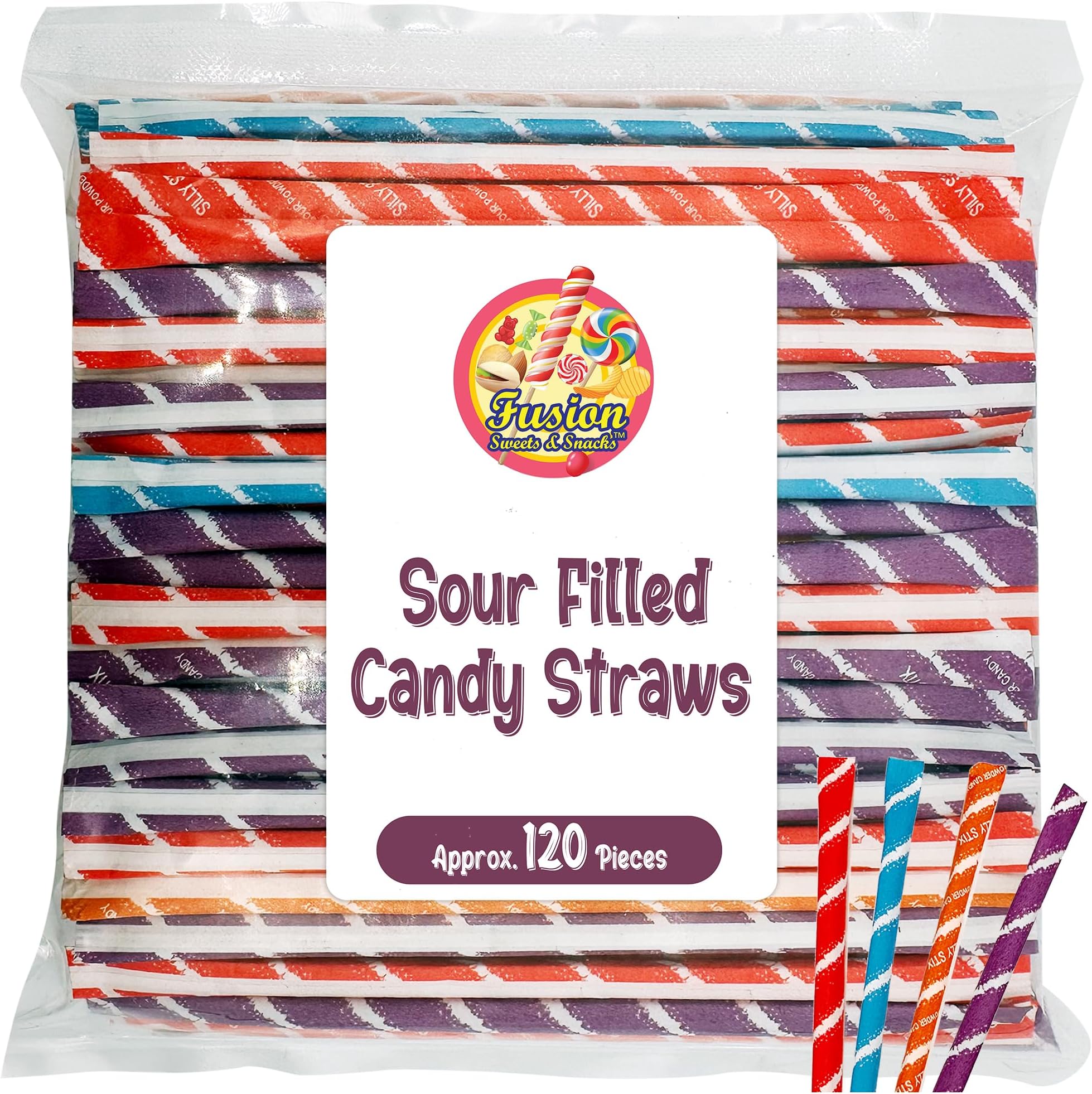 Amazon.com : Silly Stix Sour Filled Candy Straws 2.75oz Bag - Tropical Punch, Orange, Cherry ...