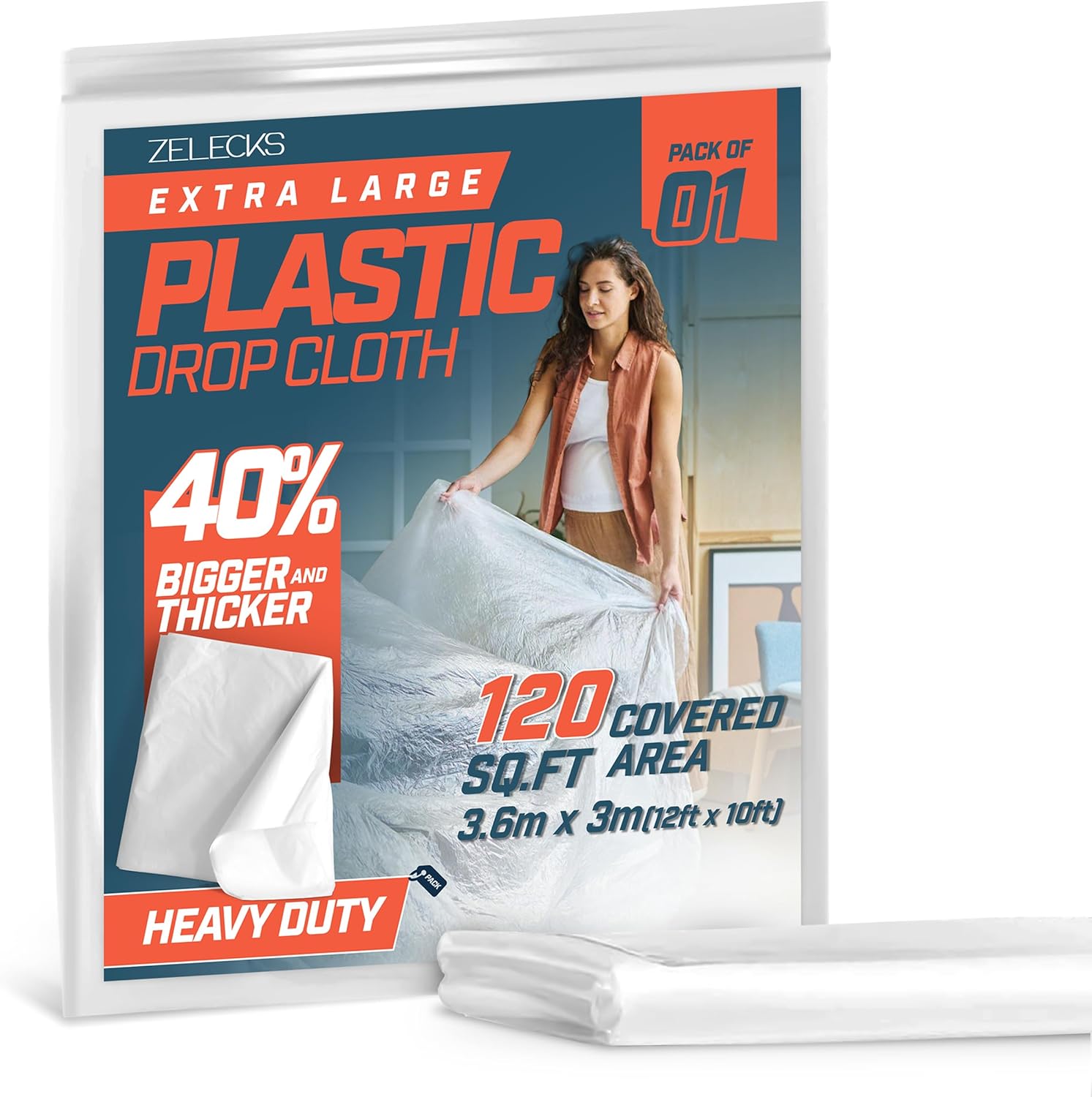 12 x 10 FT 1 Pack Extra Large Painter's Drop Cloth - Light and Durable ...