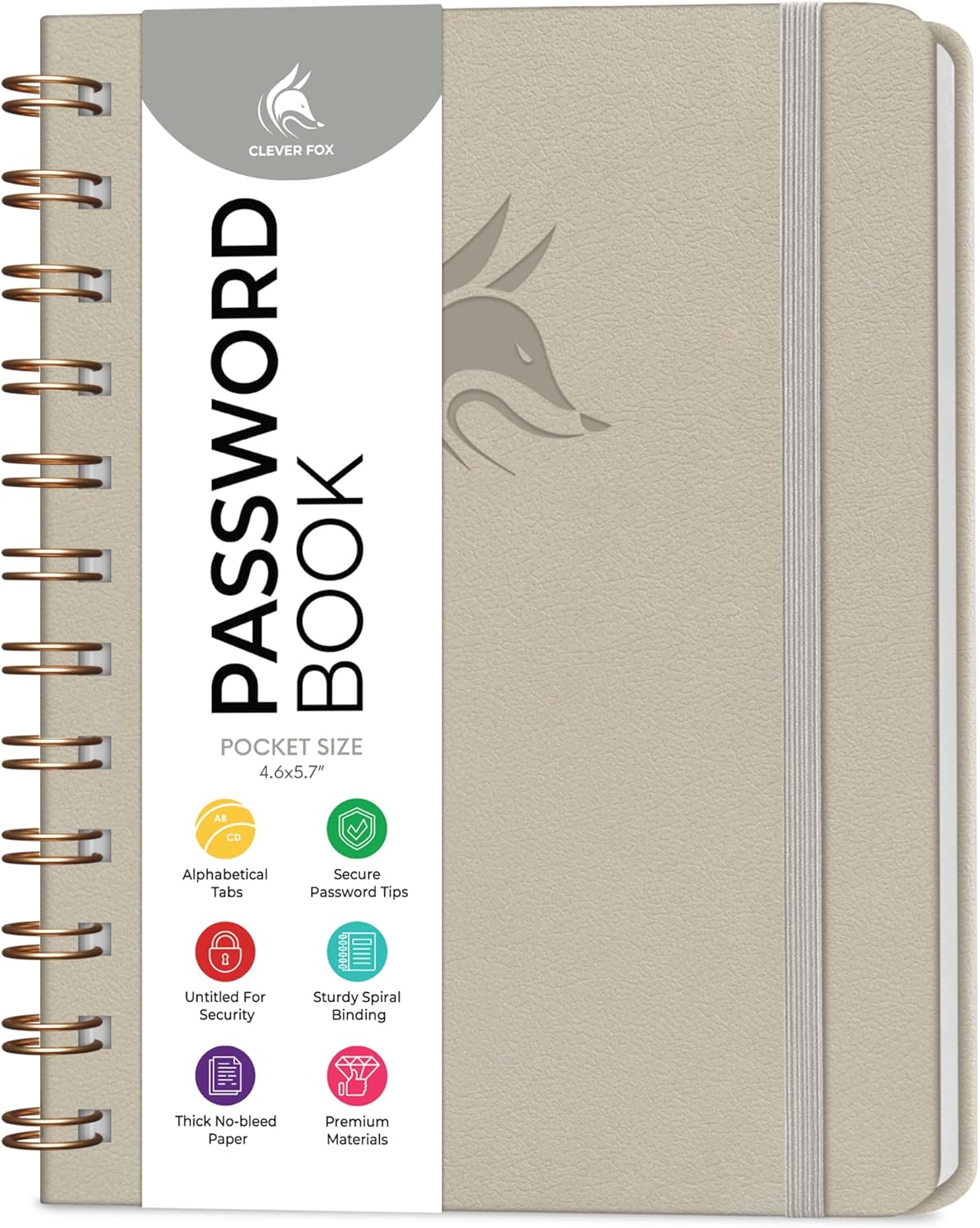 Amazon.com : Clever Fox Password Book Spiral – Mini Internet Address ...