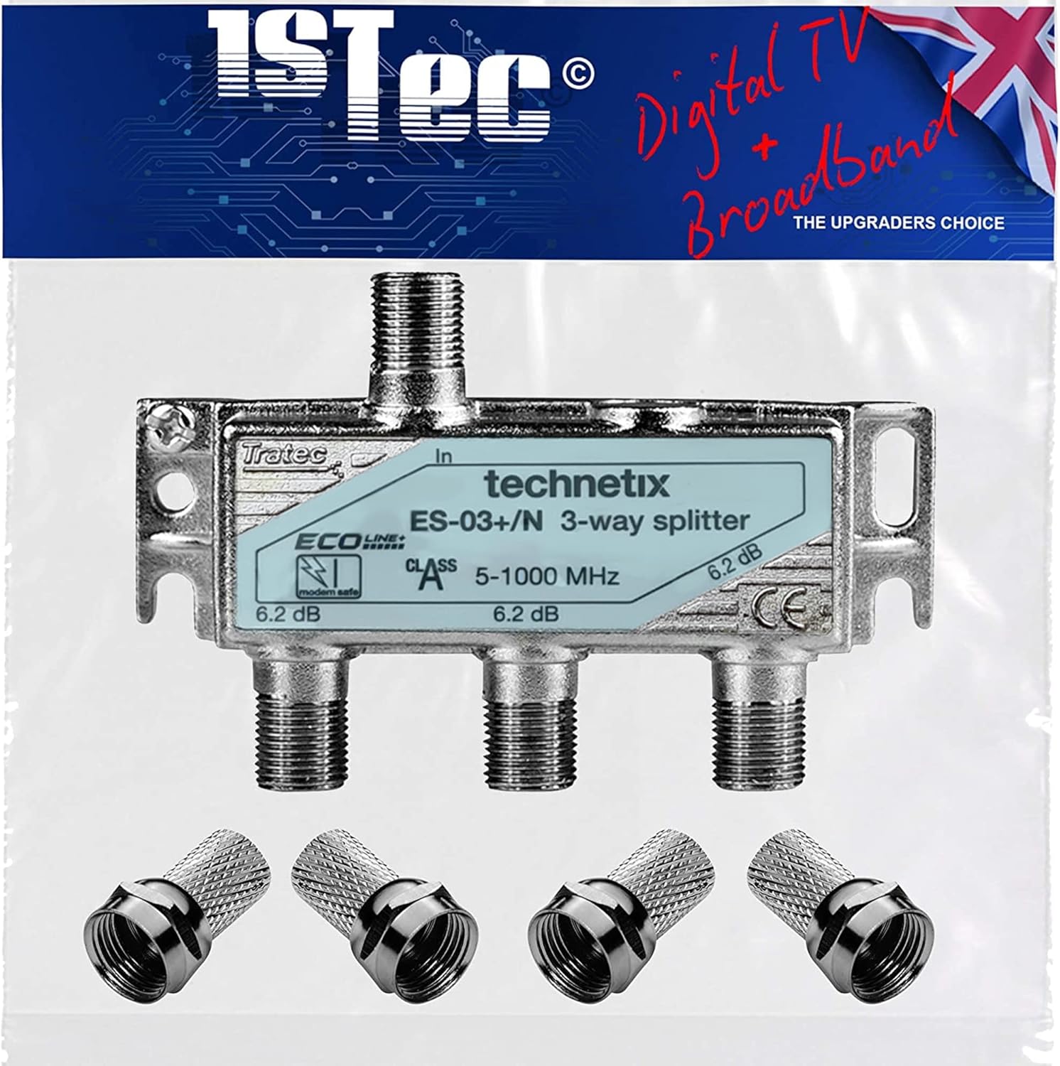 1STec Genuine Virgin Media 3 Way Technetix Passive Wideband Signal TV ...