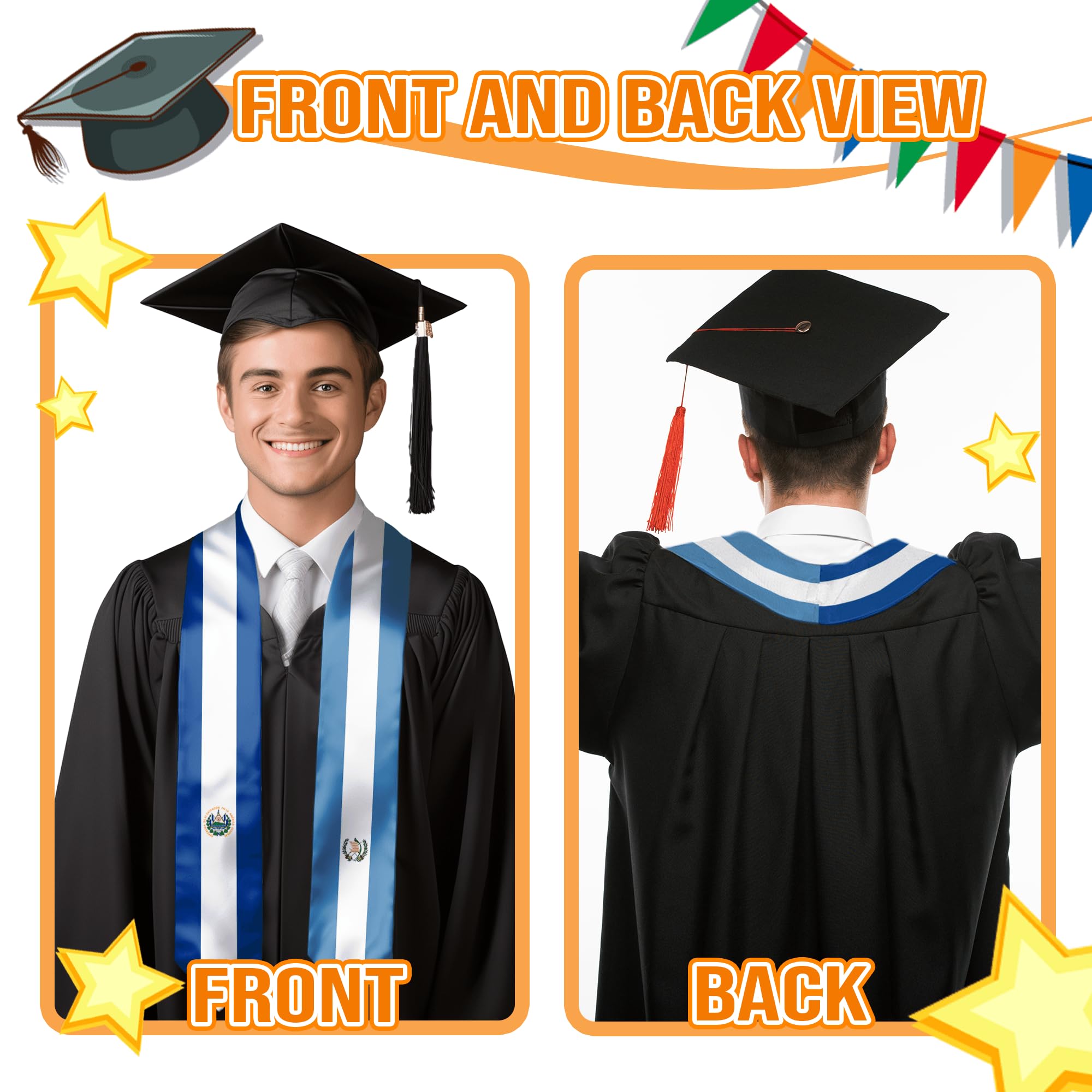 Snapklik.com : Graduation Stole Sash El Salvador Guatemala Flag ...