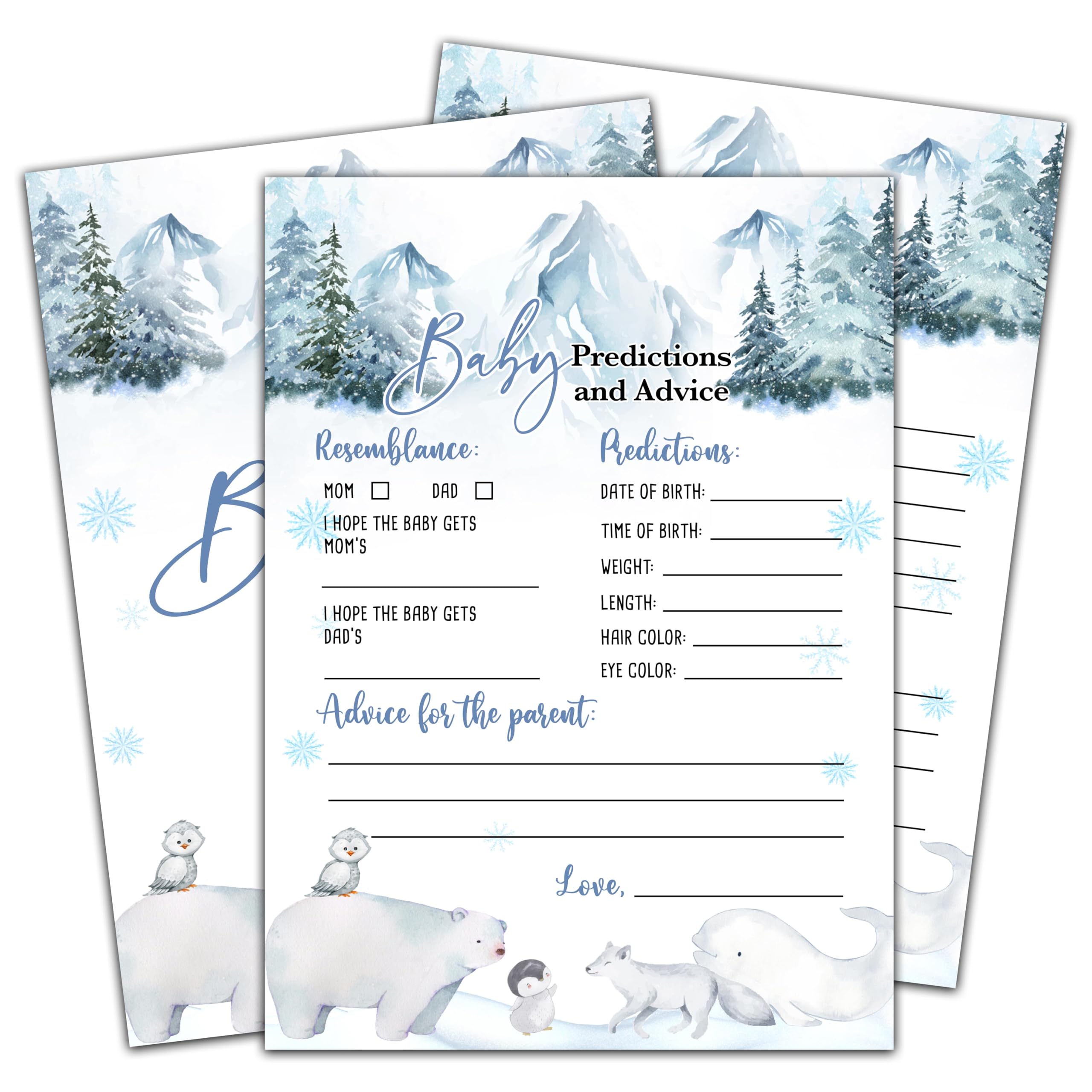 Amazon.com: Winter Animal Baby Shower Game - 30 Double Side Baby ...