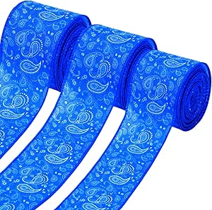 Amazon.com: Blue Bandana Decorations 3 Rolls Christmas Paisley Ribbons ...