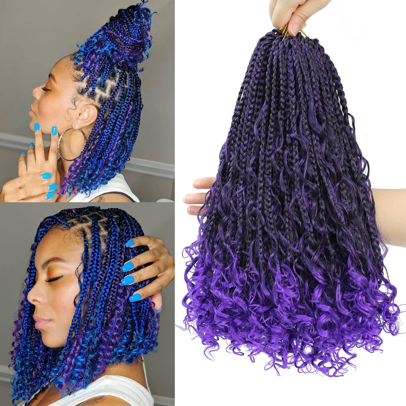 Box Braids With Purple Highlights